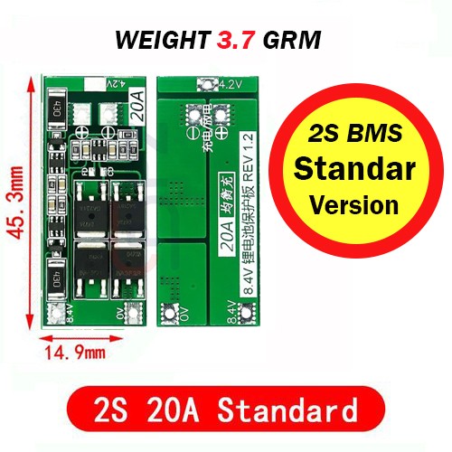 2s BMS 20A Circuit Module 8.4v Li-Ion Battery Protection Board Balance ...